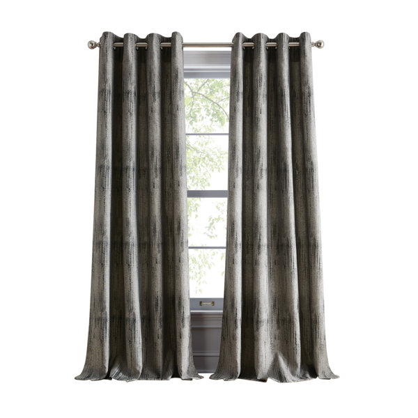 DKNY Basalt Jacquard Black Ice Curtain Panel Pair (Set of 2) | Wayfair